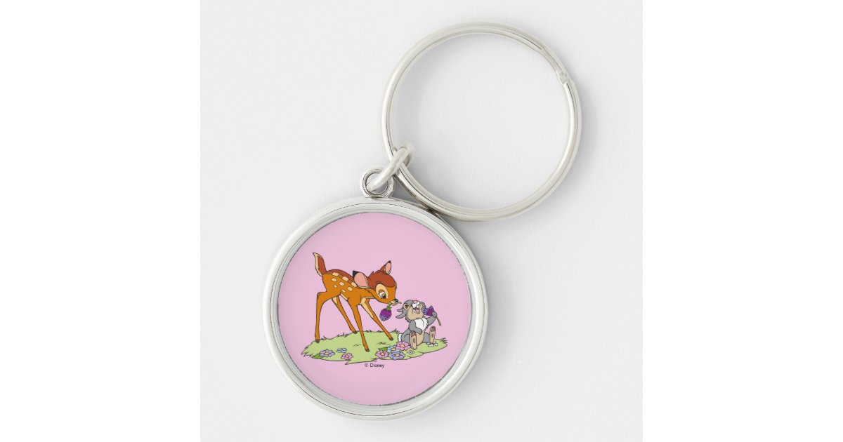 Bambi & Thumper Eating Clover Blossoms Keychain | Zazzle
