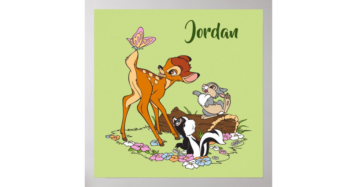 Bambi With Butterfly On Tail Poster | Zazzle