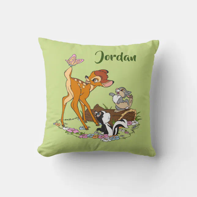 Bambi With Butterfly On Tail Throw Pillow | Zazzle
