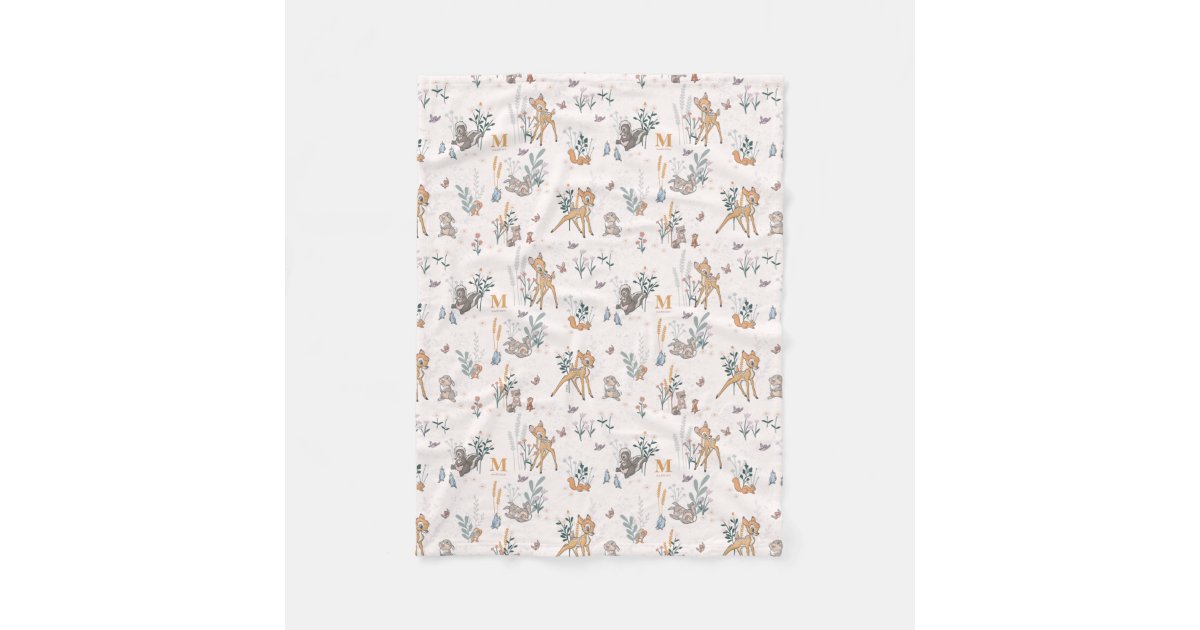 Bambi Woodland Friends Custom Initial Fleece Blanket | Zazzle