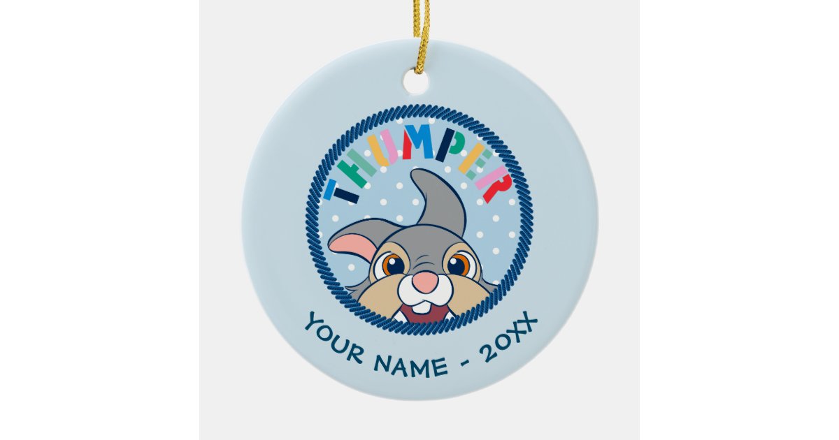 Bambi's Thumper Polka Dot Badge Ceramic Ornament | Zazzle