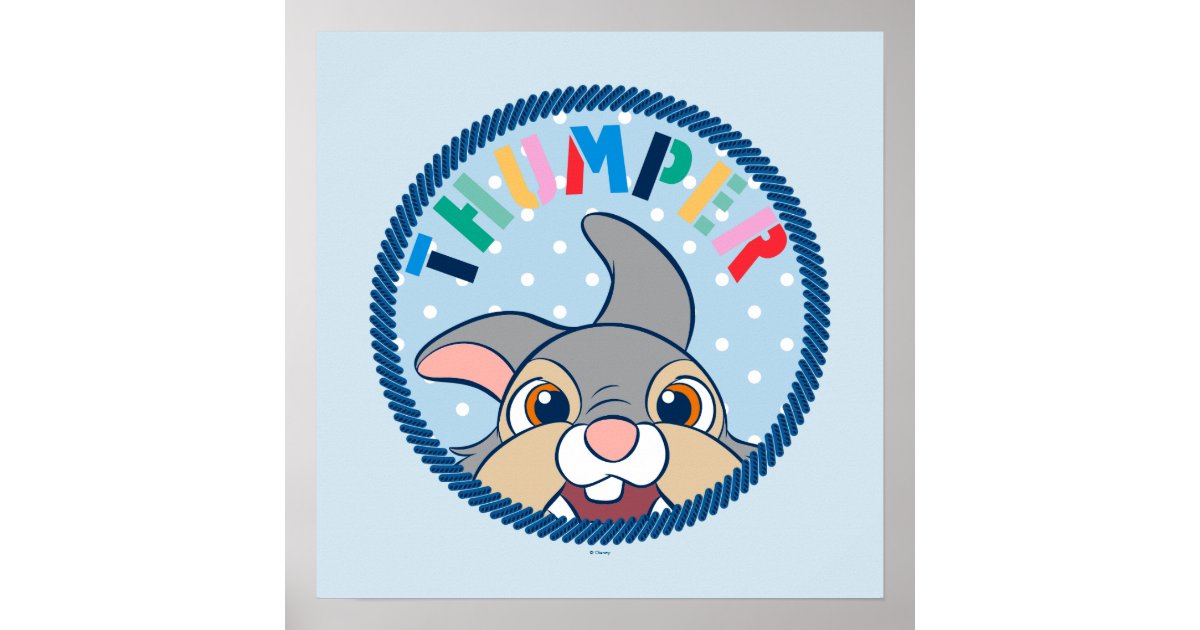 Bambi's Thumper Polka Dot Badge Poster | Zazzle