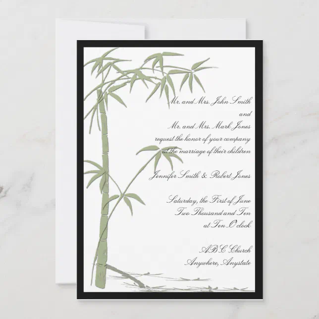 Bamboo Beauty Wedding Invitation | Zazzle