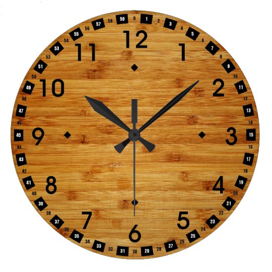 Bamboo Butcher Block Large Clock | Zazzle.com