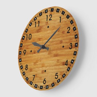 Bamboo Butcher Block Large Clock | Zazzle