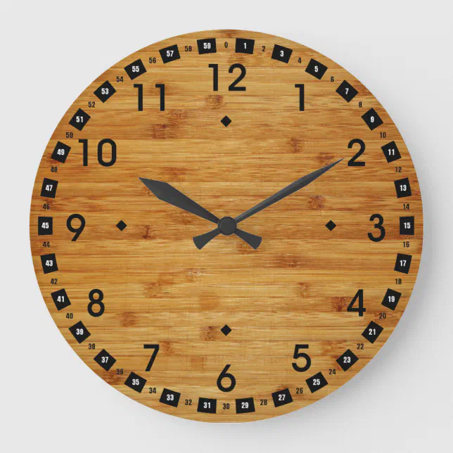 Bamboo Butcher Block Large Clock | Zazzle