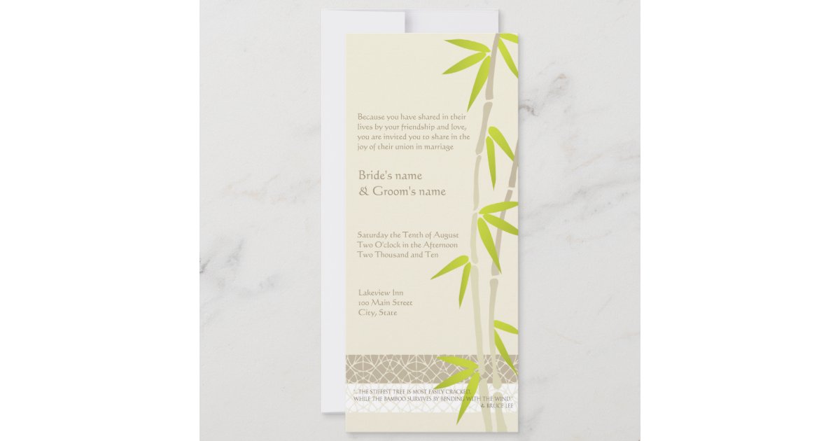 Bamboo Design Wedding Invitations | Zazzle