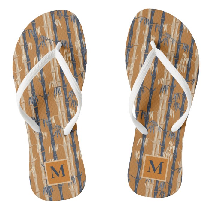 Bamboo Forest Mid Century Modern Rust Flip Flops | Zazzle.com