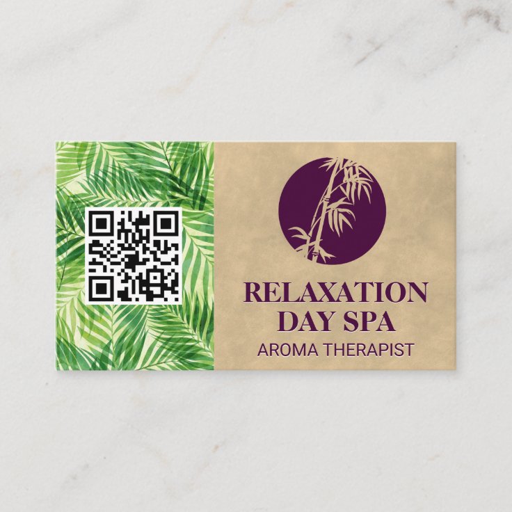 Bamboo Icon | Palm Leaf | QR Code Business Card | Zazzle