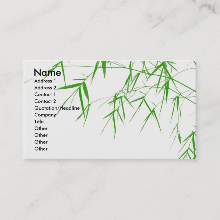 Bamboo Leaves Oriental Zen Business Card | Zazzle.com
