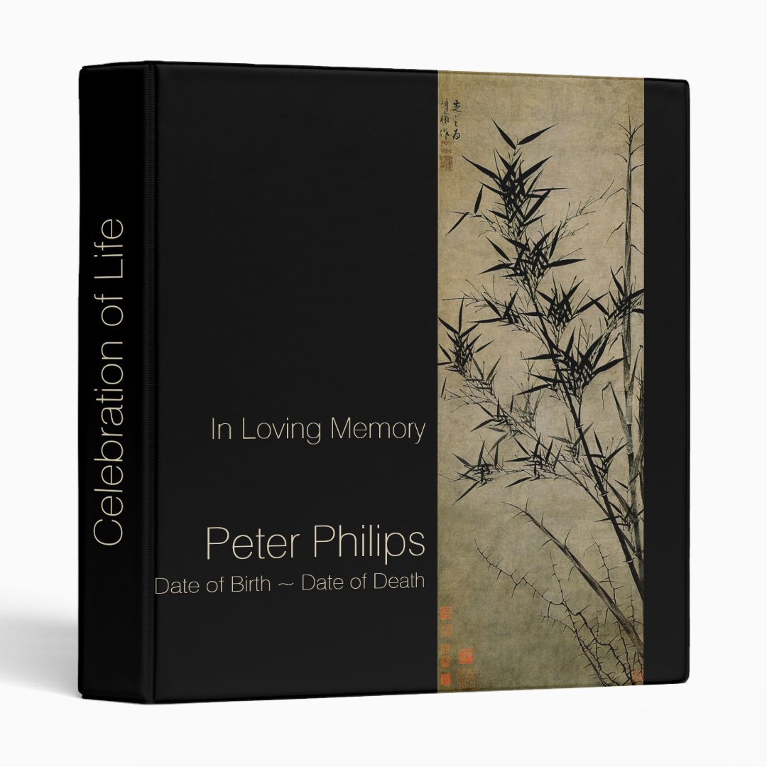 Bamboo Memorial Guest Book Binder | Zazzle