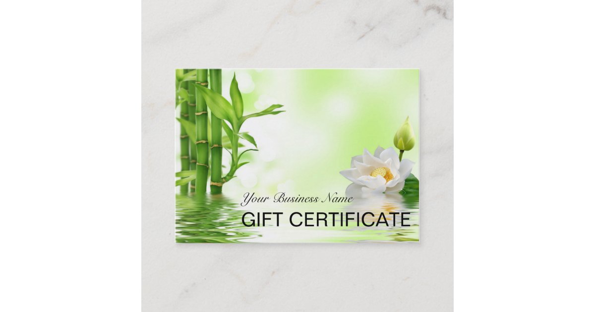 Bamboo Orchids Spa Salon Gift Certificate | Zazzle