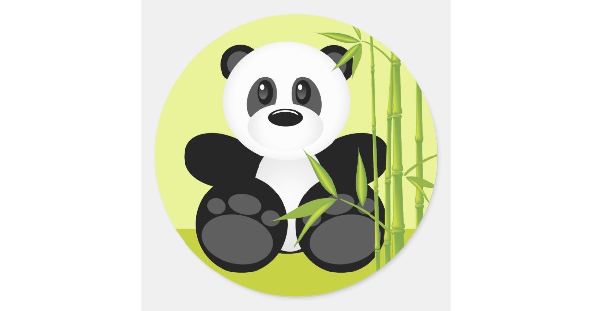 Bamboo Panda Bear Classic Round Sticker | Zazzle