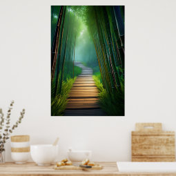 Bamboo Passage, A Stunning Wooden Path Poster | Zazzle