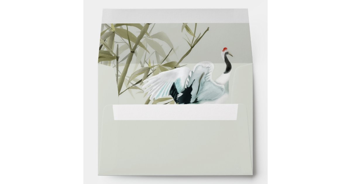 Bamboo Plant Japanese Crane Envelope | Zazzle