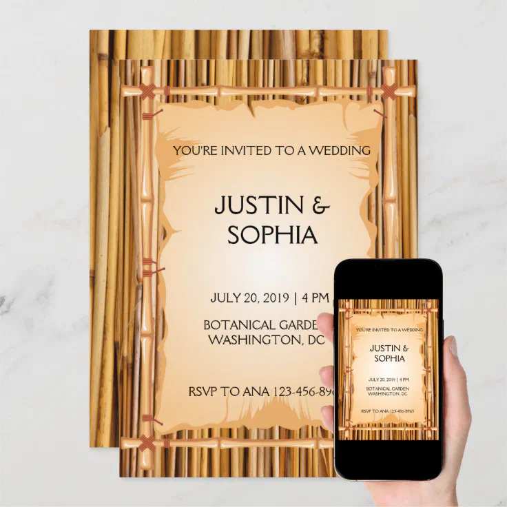 Bamboo Texture Invitation | Zazzle