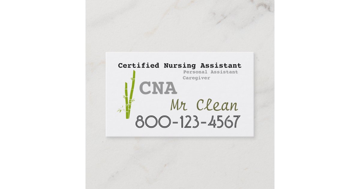Bamboo theme CNA business card template | Zazzle