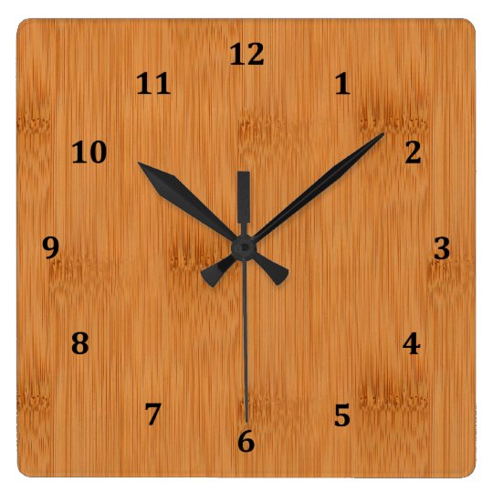 Bamboo Toast Wood Grain Look Square Wall Clock | Zazzle.com