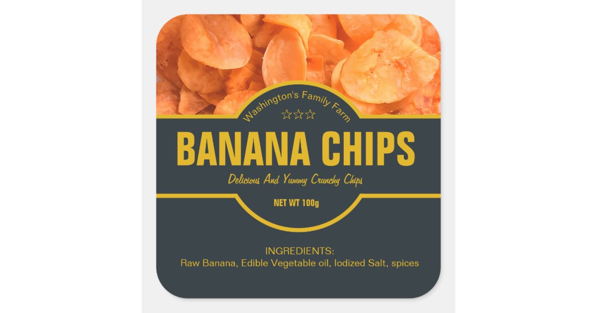 Banana Chips Packaging Label Sticker | Zazzle