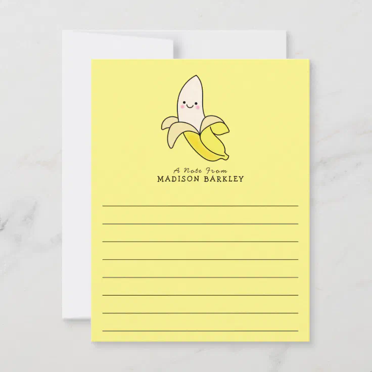 Banana Kid's Cute Kawaii Flat Stationary Cards | Zazzle