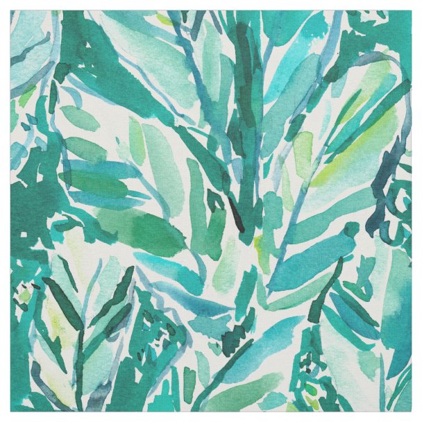 GREEN CANOPY Tropical Jungle Leaves Pattern Fabric | Zazzle