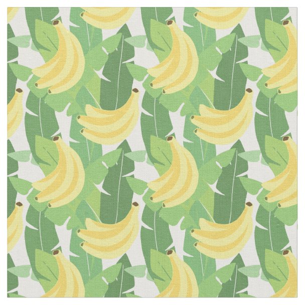 Tropical Banana Leaves Pattern Fabric | Zazzle.com
