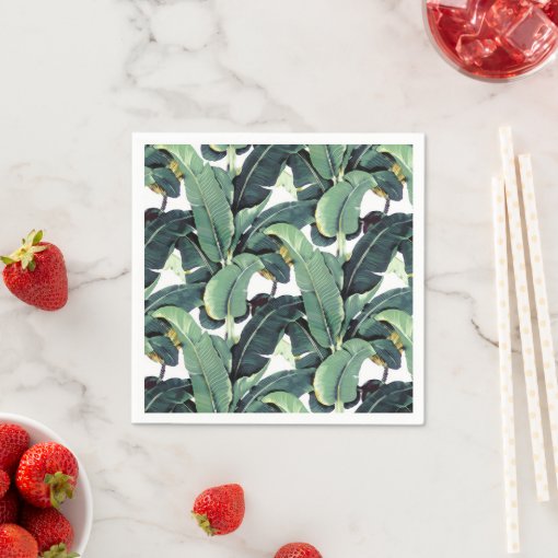 Banana Leaves Palm Tree Tropical Paper Napkins | Zazzle