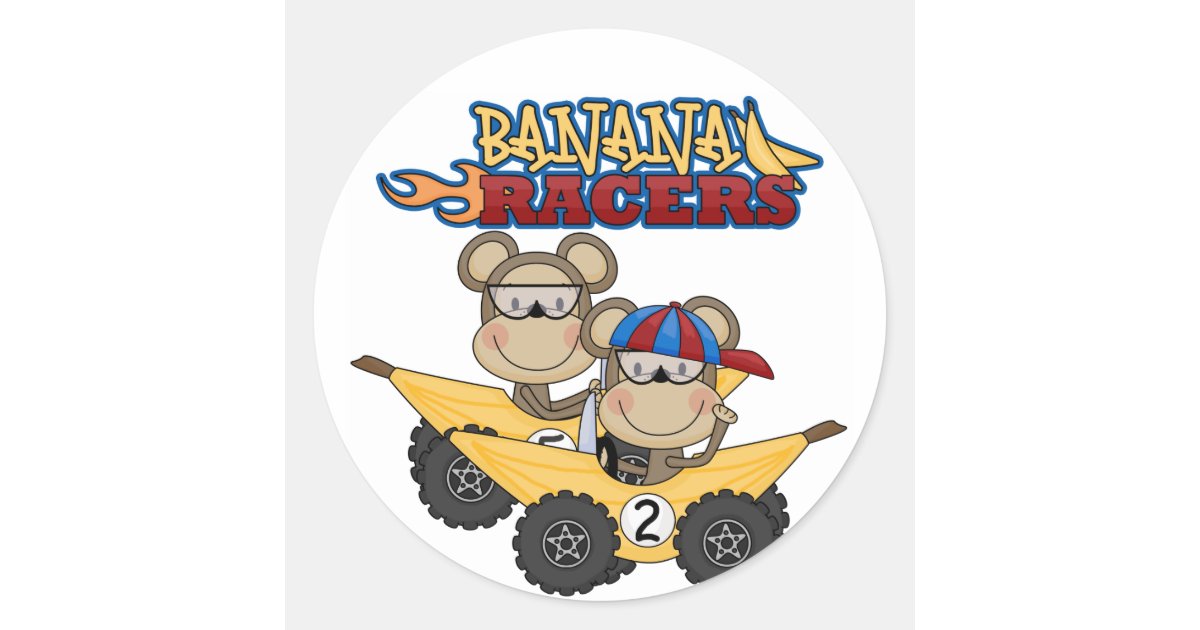 Banana Racers Tshirts and Gifts Classic Round Sticker | Zazzle