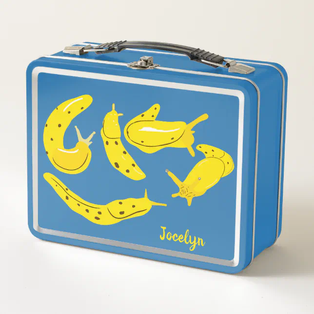 Banana Slugs Yellow and Blue Personalized Metal Lunch Box | Zazzle