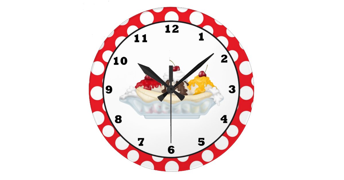 Banana Split sweet treat wall clock | Zazzle.com