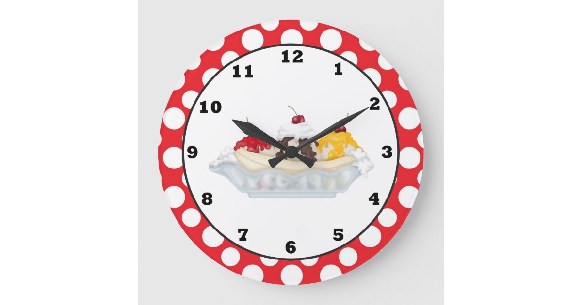 Banana Split sweet treat wall clock | Zazzle