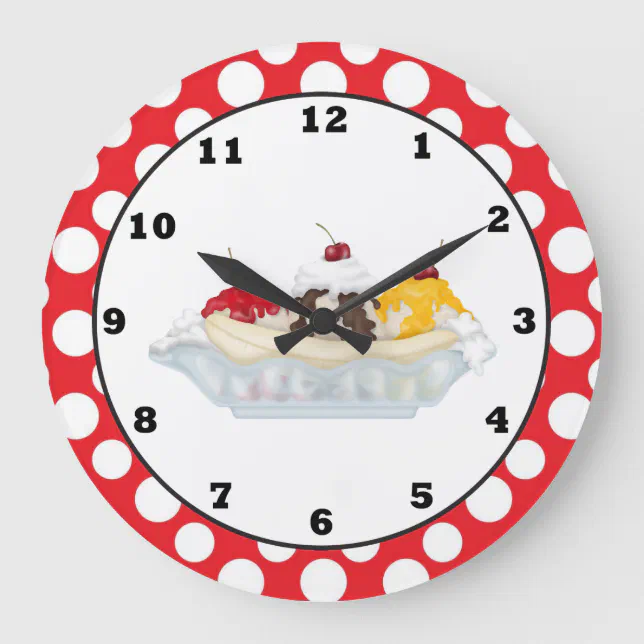 Banana Split sweet treat wall clock | Zazzle