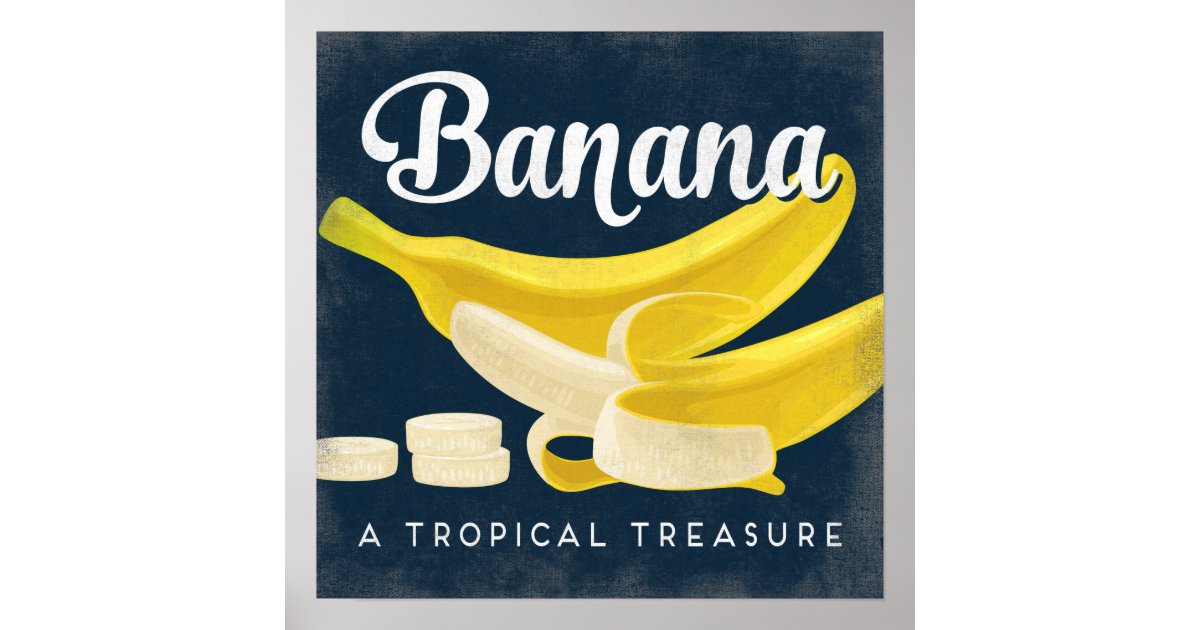 Banana Vintage Fruit Label Poster | Zazzle