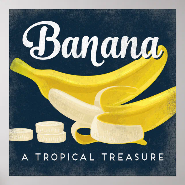 Banana Vintage Fruit Label Poster | Zazzle
