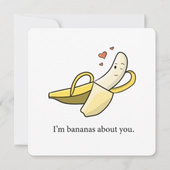 'Bananas about you' valentines day/ love card | Zazzle