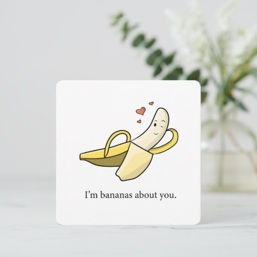 'Bananas about you' valentines day/ love card | Zazzle