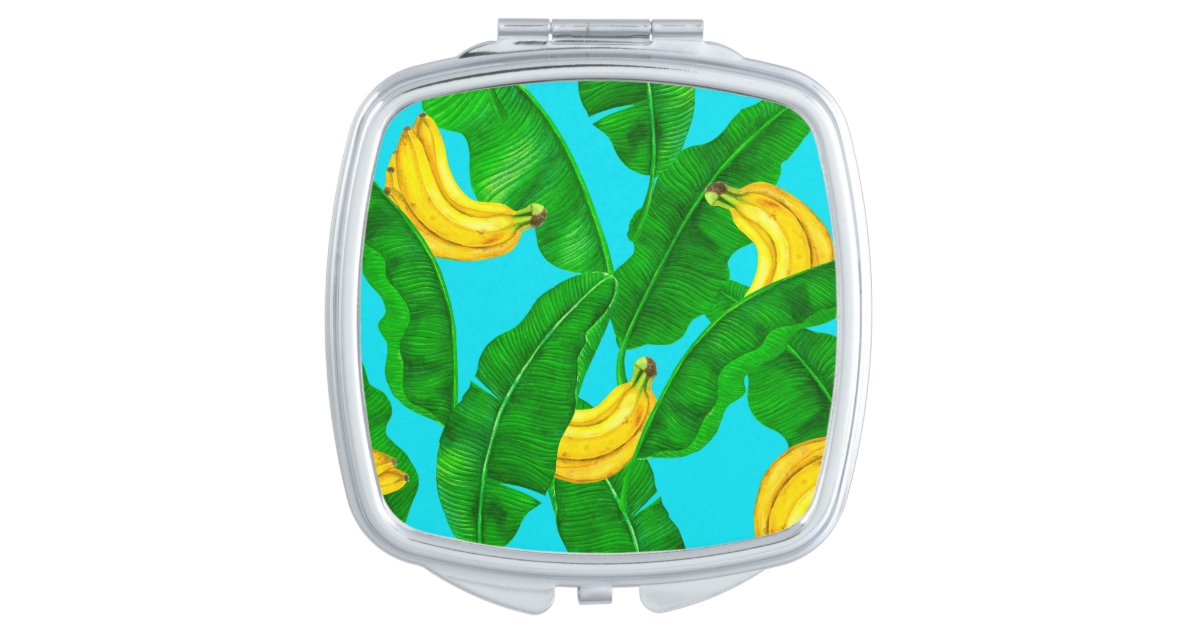 Bananas and leaves watercolor design compact mirror | Zazzle