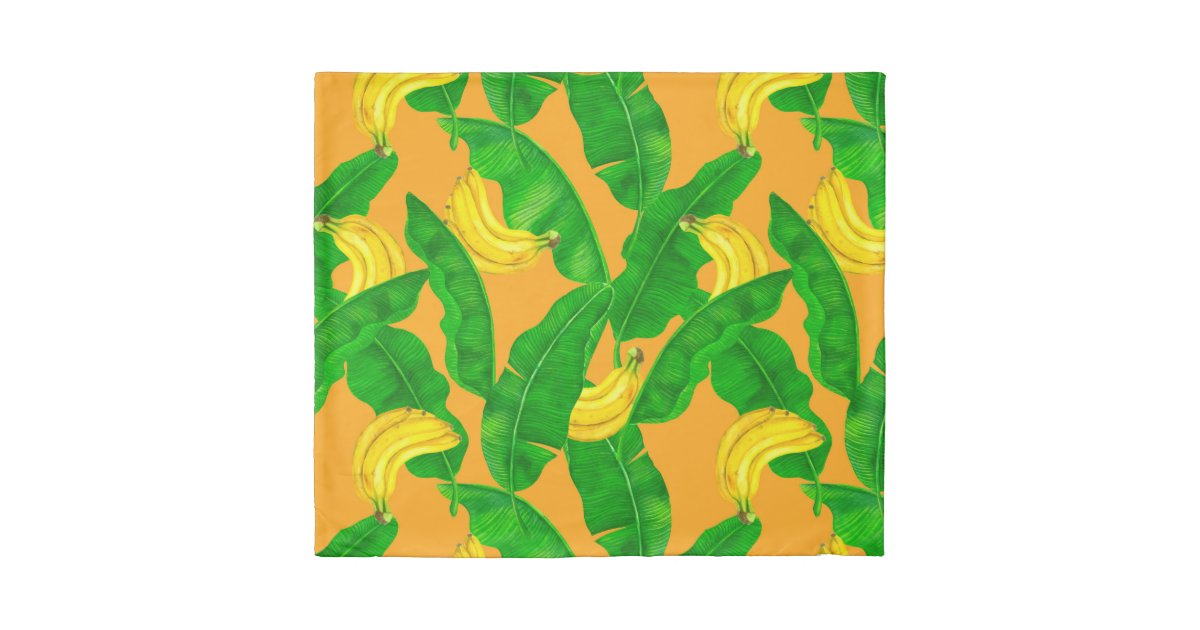 Bananas and leaves watercolor design duvet cover | Zazzle