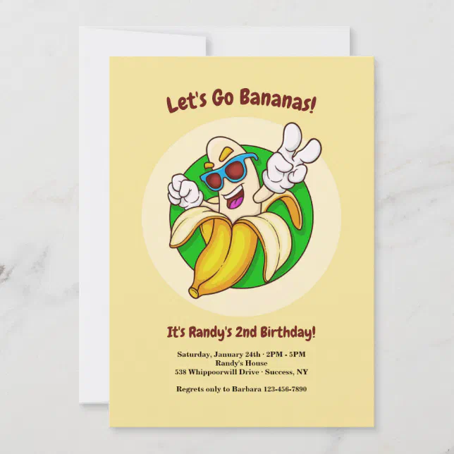 Bananas Character Birthday Party Invitation | Zazzle