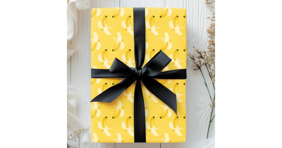 Bananas On Yellow Fruit Pattern Wrapping Paper | Zazzle