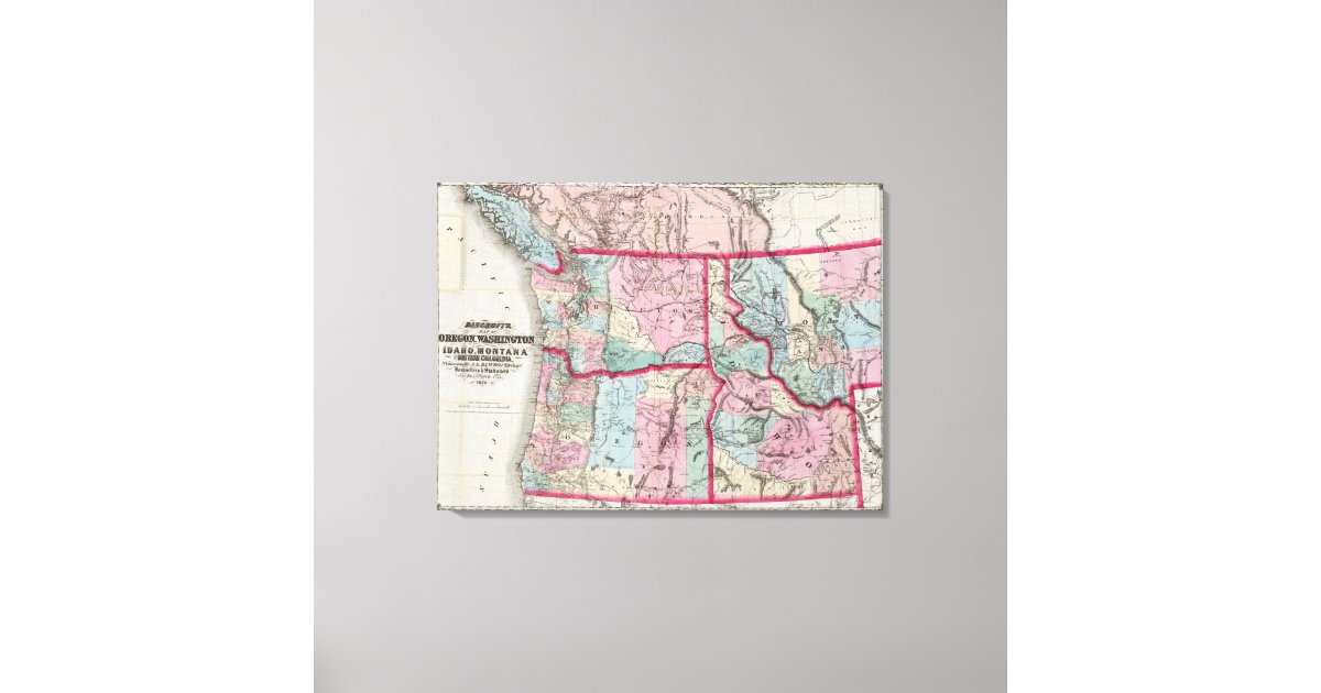 Bancroft's Map Of Oregon, Washington, Idaho Canvas Print | Zazzle