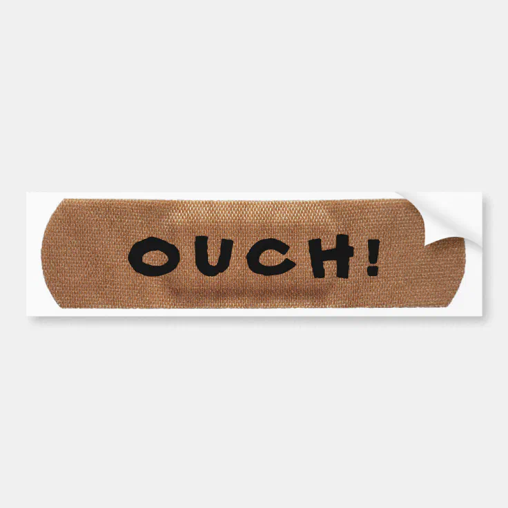 Bandage with OUCH! Bumper Sticker | Zazzle