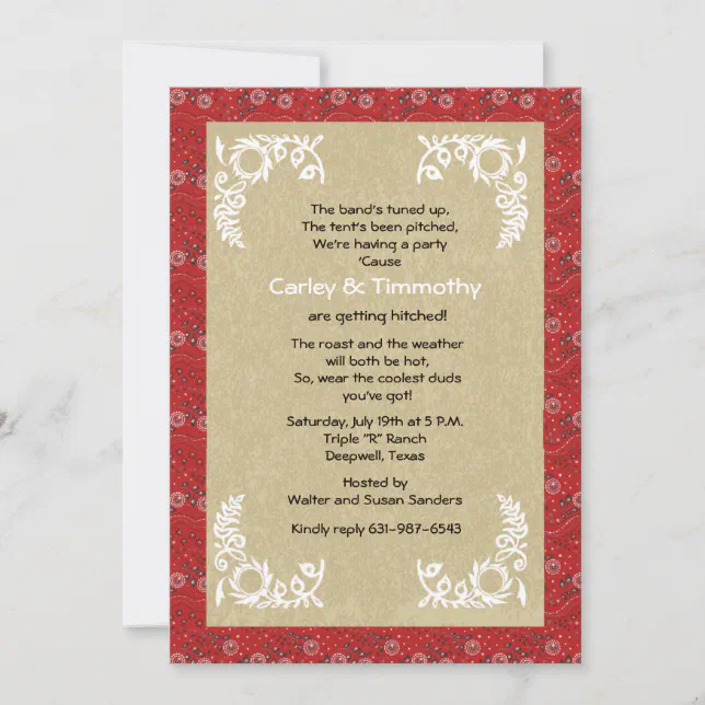 Bandana Wedding Invitation | Zazzle