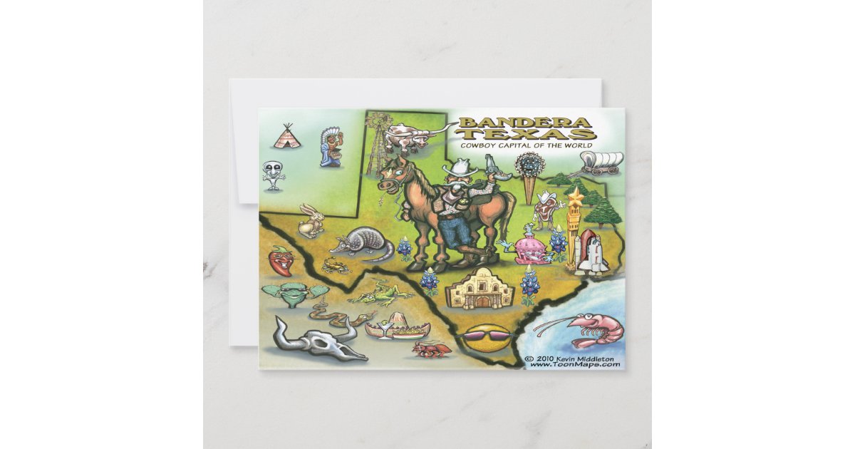 Bandera TEXAS Map Invitation | Zazzle