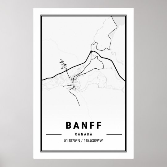 Banff Alberta Canada Travel City Map Modern Simple Poster | Zazzle.com