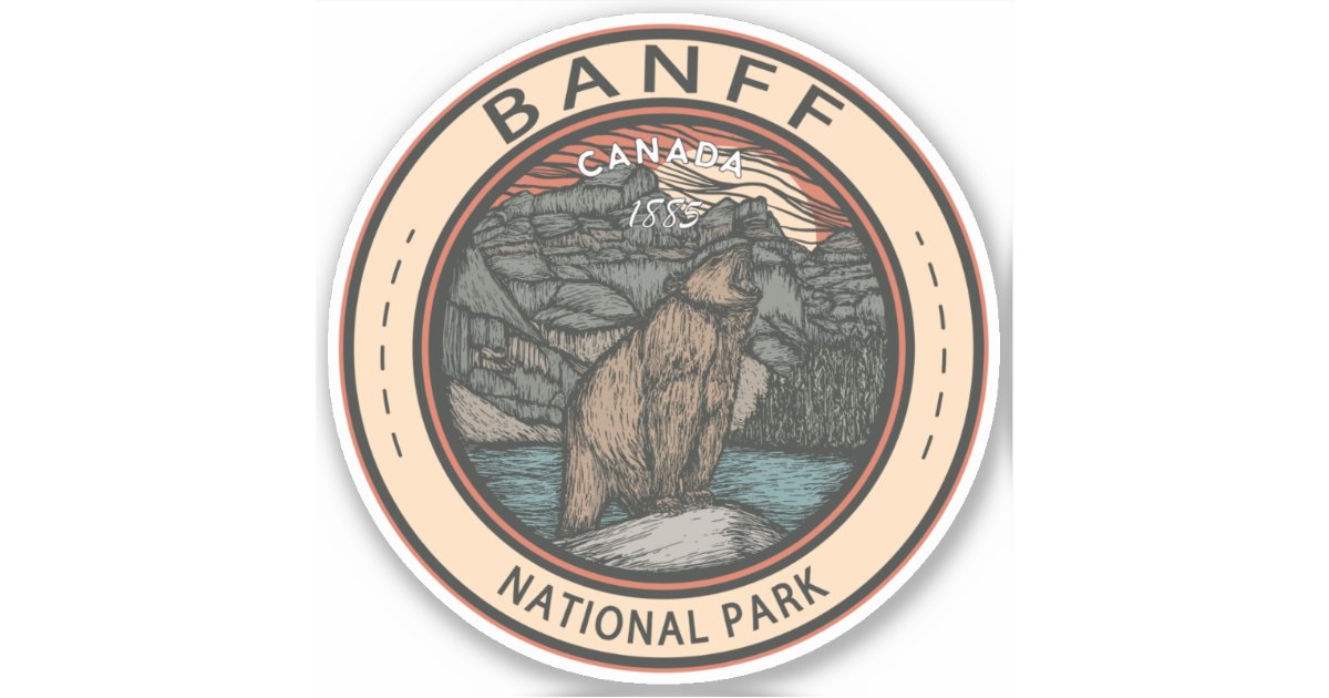 Banff National Park Canada Travel Emblem Vintage Sticker | Zazzle