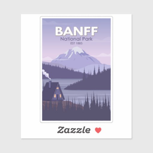 Banff National Park Canada Travel Vintage Sticker | Zazzle