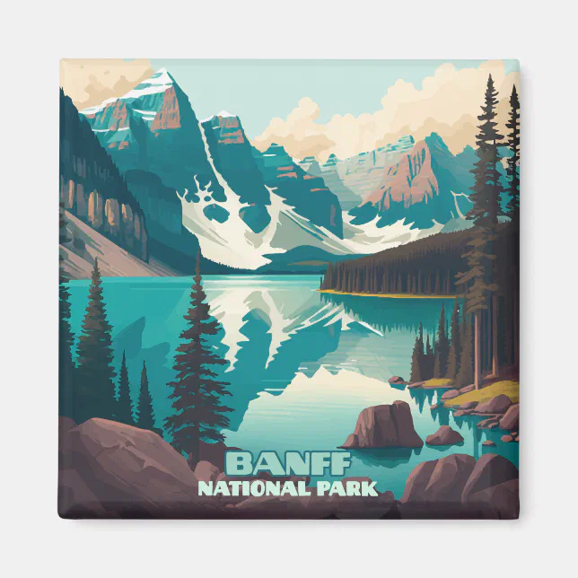 Banff National Park Moraine Lake Retro Magnet | Zazzle