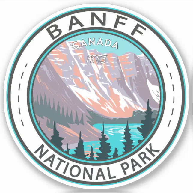 Banff National Park Moraine Lake Vintage Sticker | Zazzle
