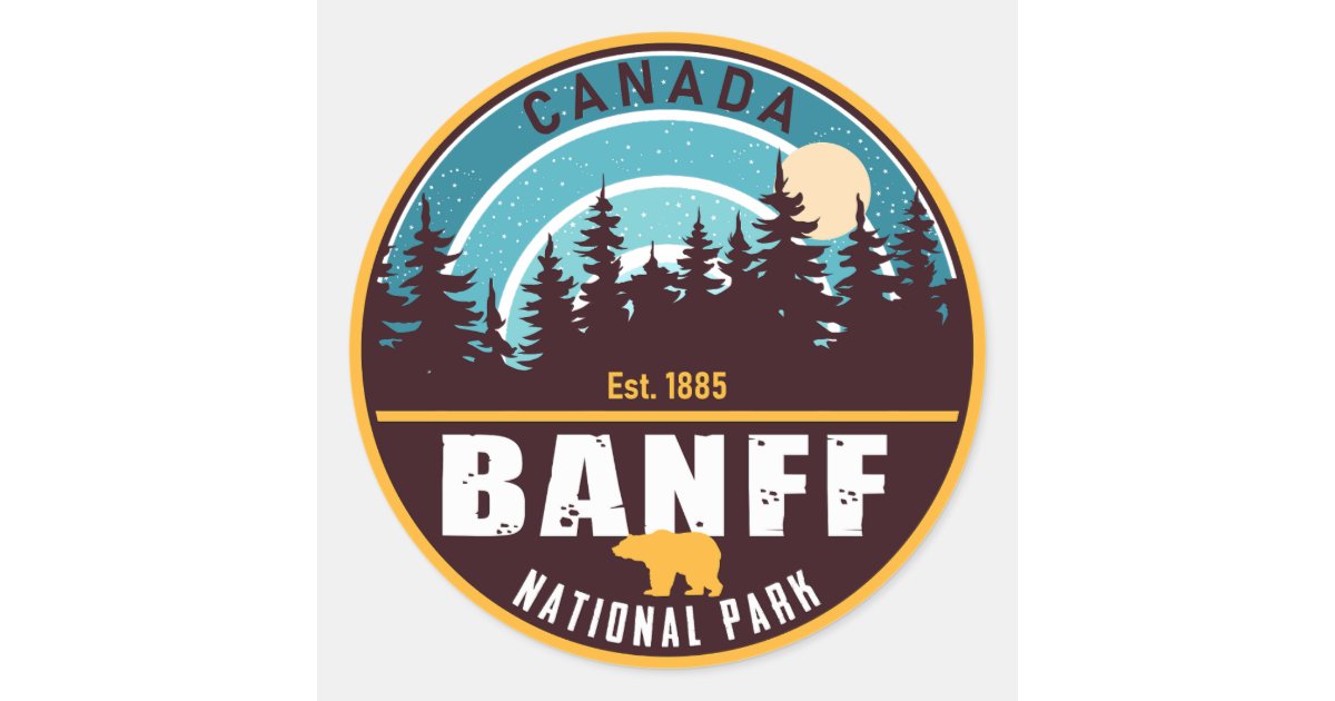 Banff NP Canada Rocky Mountains Vintage Souvenirs Classic Round Sticker ...